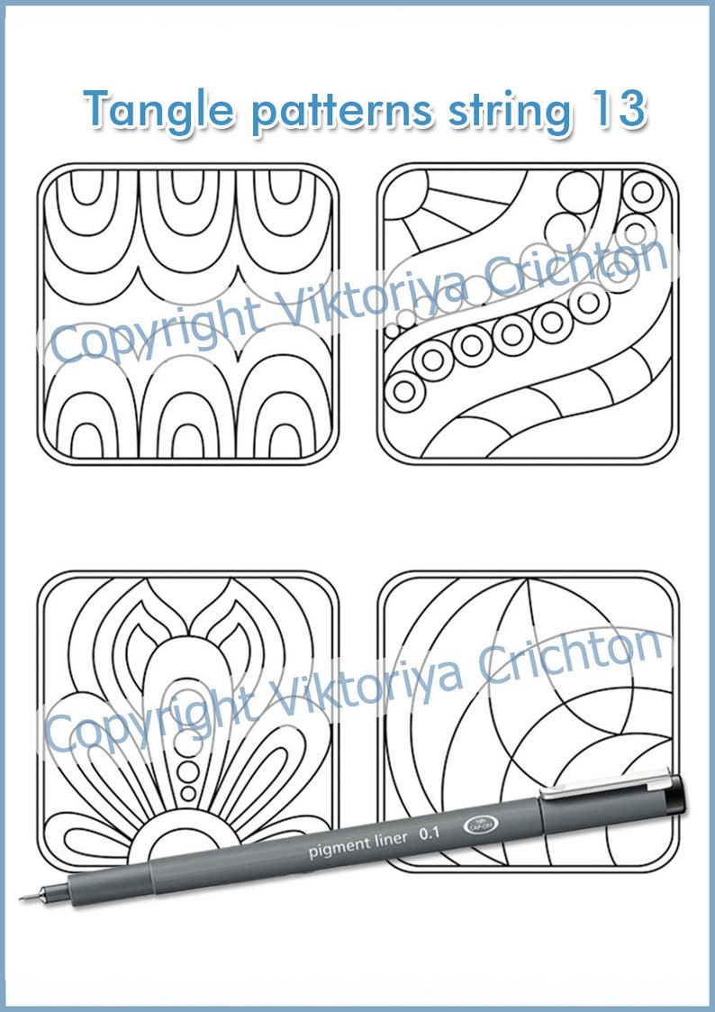 Strings for Drawing Zentangles_13. Zentangle Starter Pages. Tangle ...