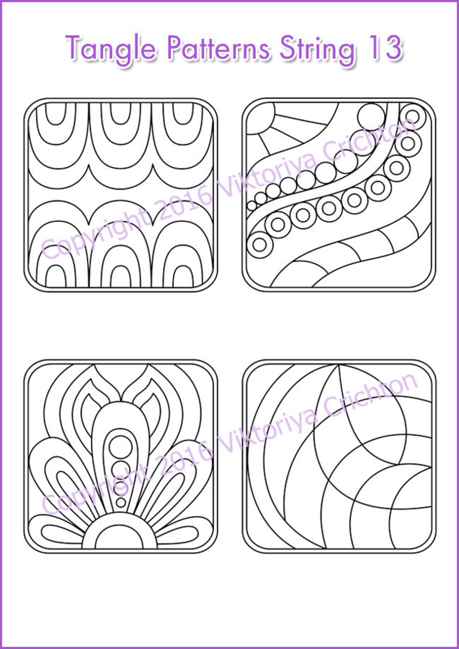 Strings for drawing zentangles_13. Zentangle starter pages. | Etsy