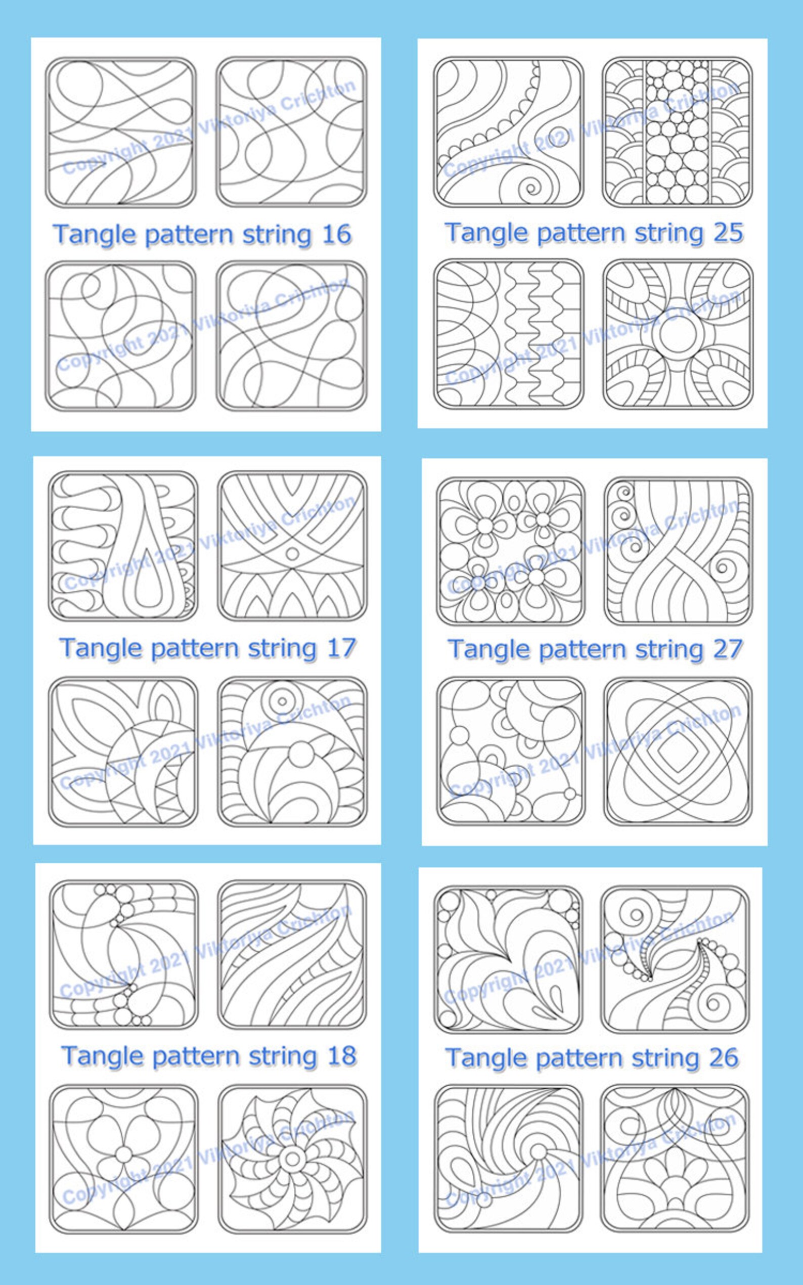 Tangle Pattern String Book V.4 (6 Pages), Strings for Drawing ...