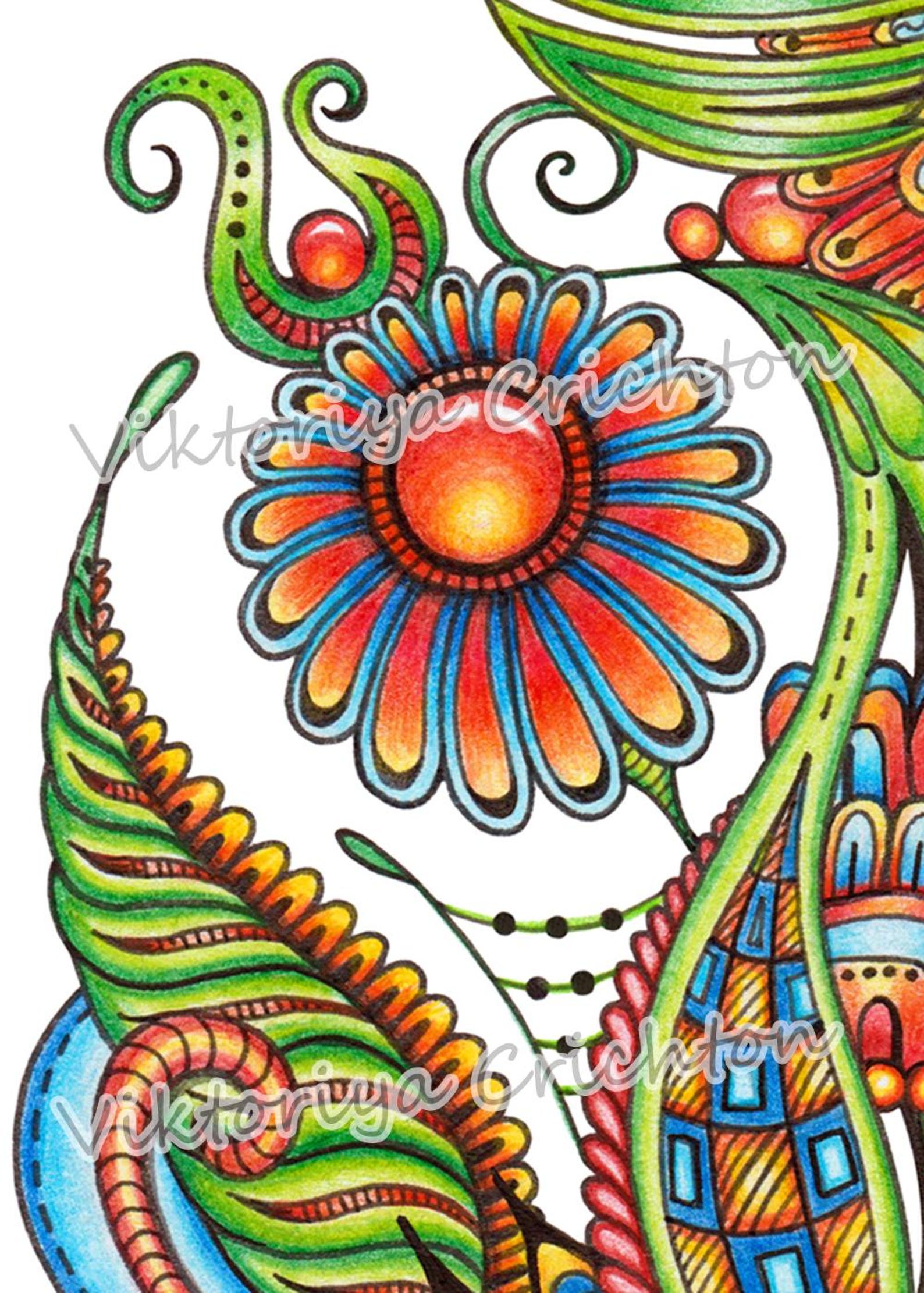 Magic Zentangle Flowers, Zendoodle_16. Abstract Drawing in Zenart Style ...