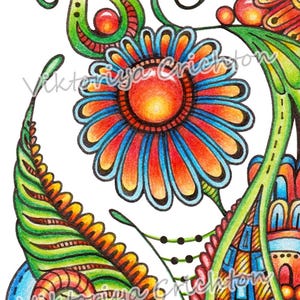 Magic Zentangle Flowers, Zendoodle_16. Abstract Drawing in Zenart Style ...