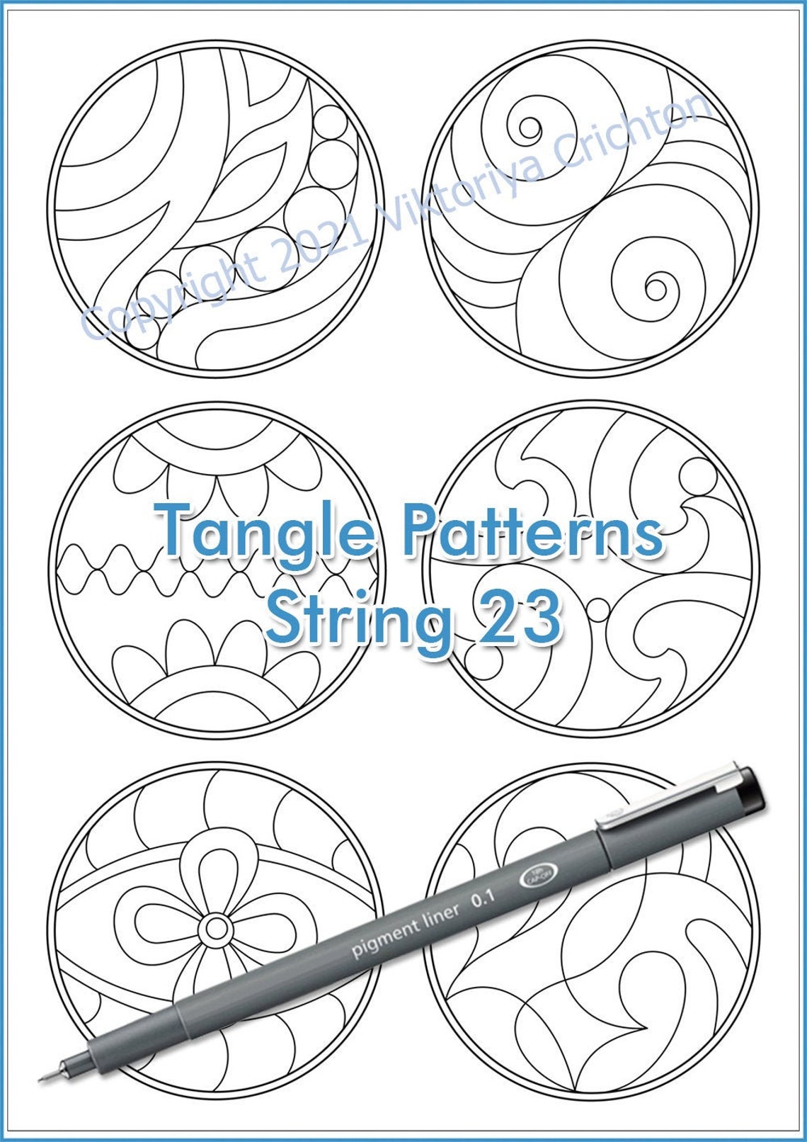 Strings for Drawing Zentangles_23. Zentangle Circle Starter - Etsy India