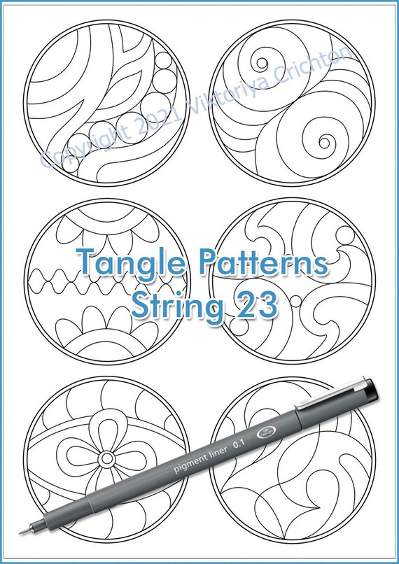 Strings for Drawing Zentangles_23. Zentangle Circle Starter | Etsy