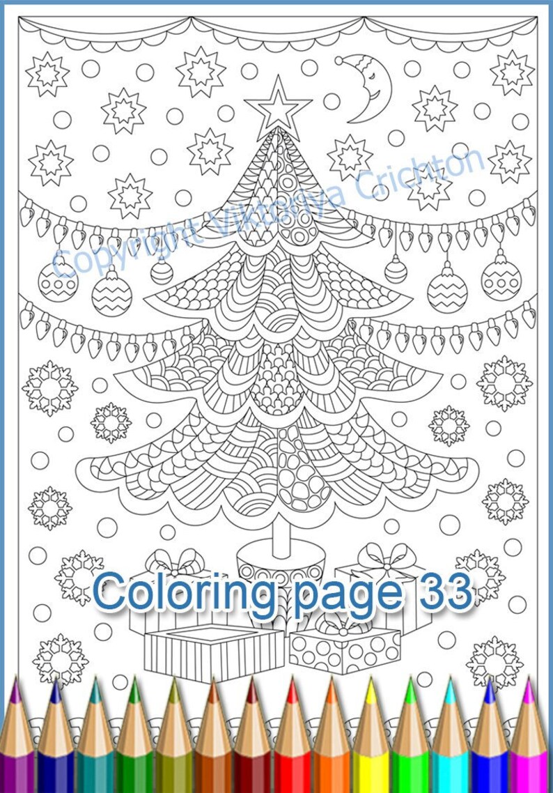 Coloring Page 33, Zentangle Winter Merry Christmas and New Year for ...