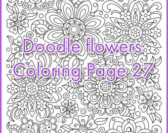 Coloring Page 38 Zentangle Flowers for Adults Doodle | Etsy