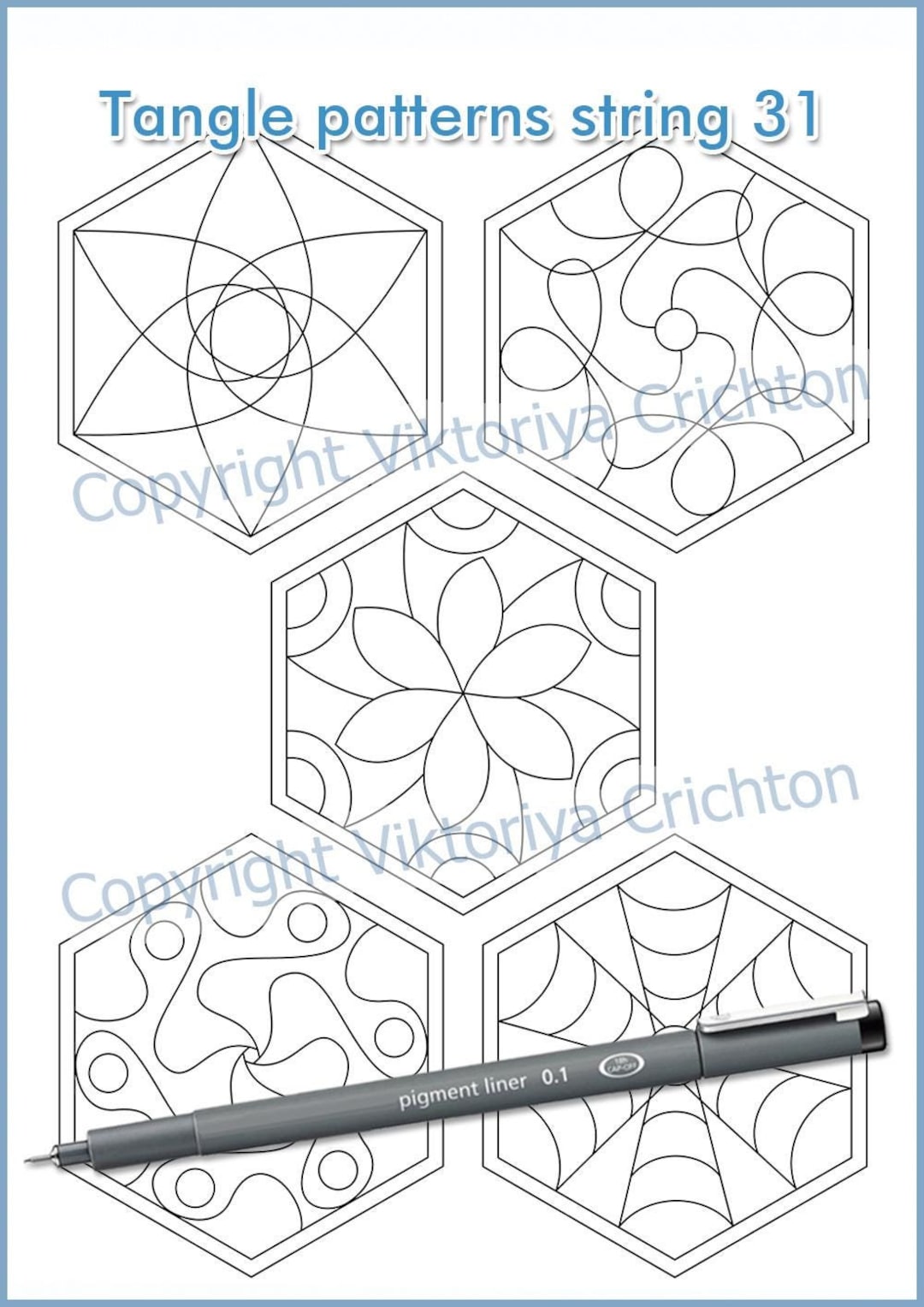 Zentangles Strings for Drawing Patterns 31, in the Hexagon. Tangle ...