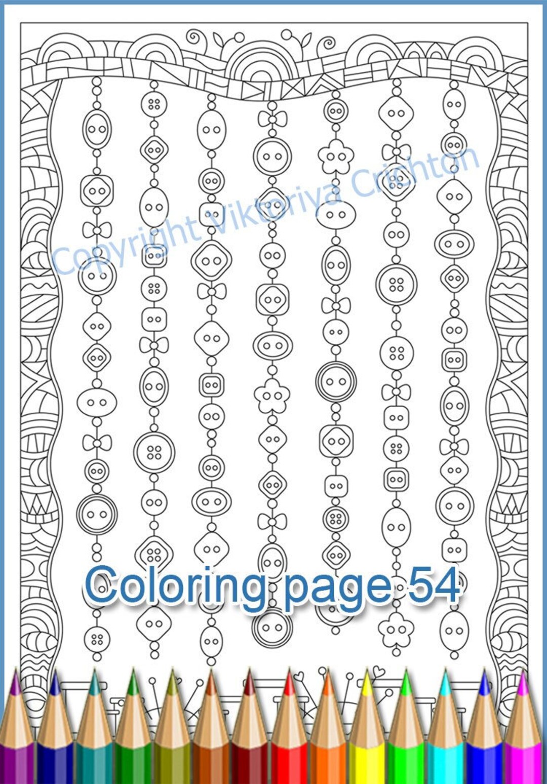 Coloring Page 54 for Adults and Children - Dangles Buttons, Coloring ...