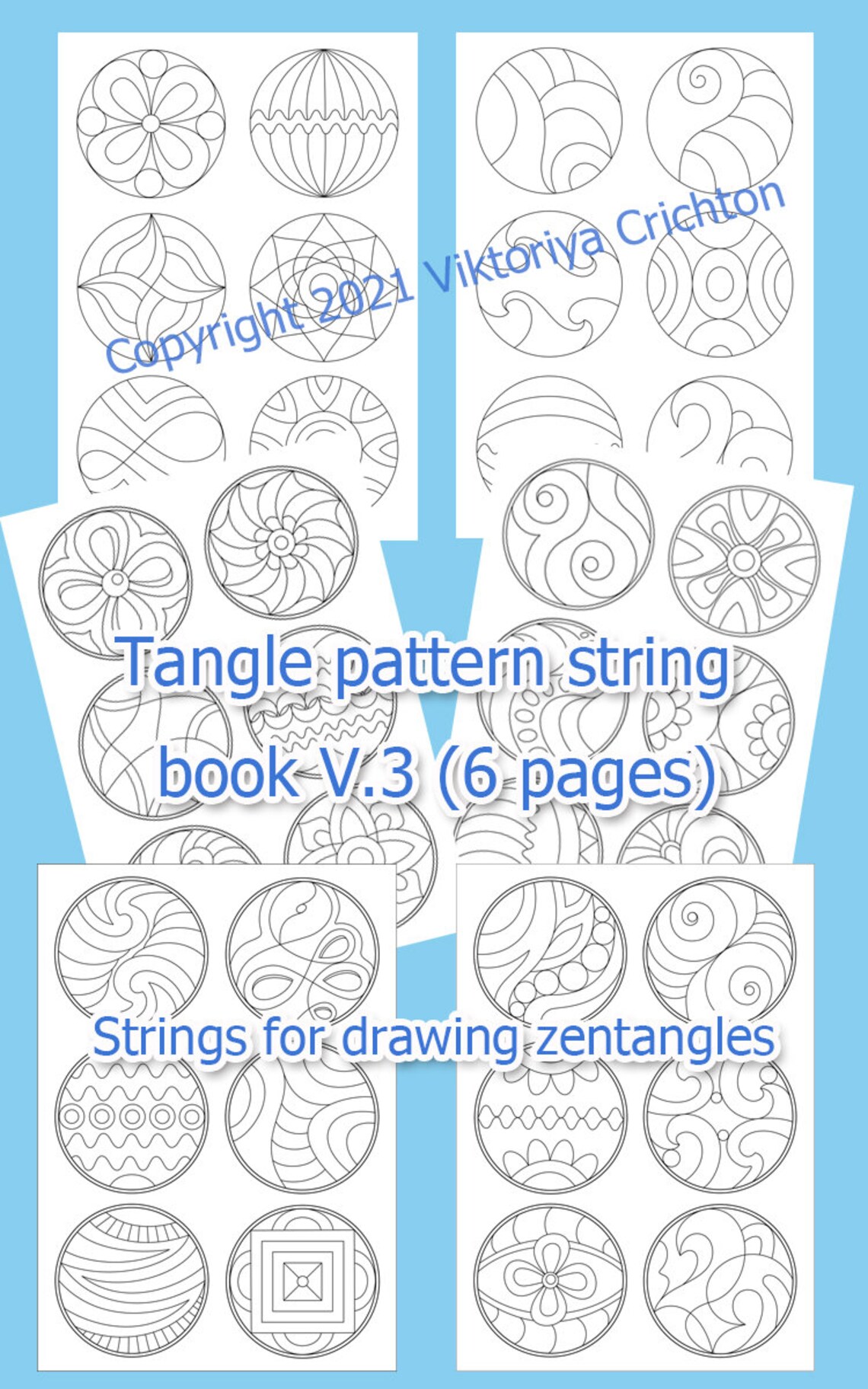 Tangle Pattern Circle String Book V.3 6 Pages Strings for - Etsy