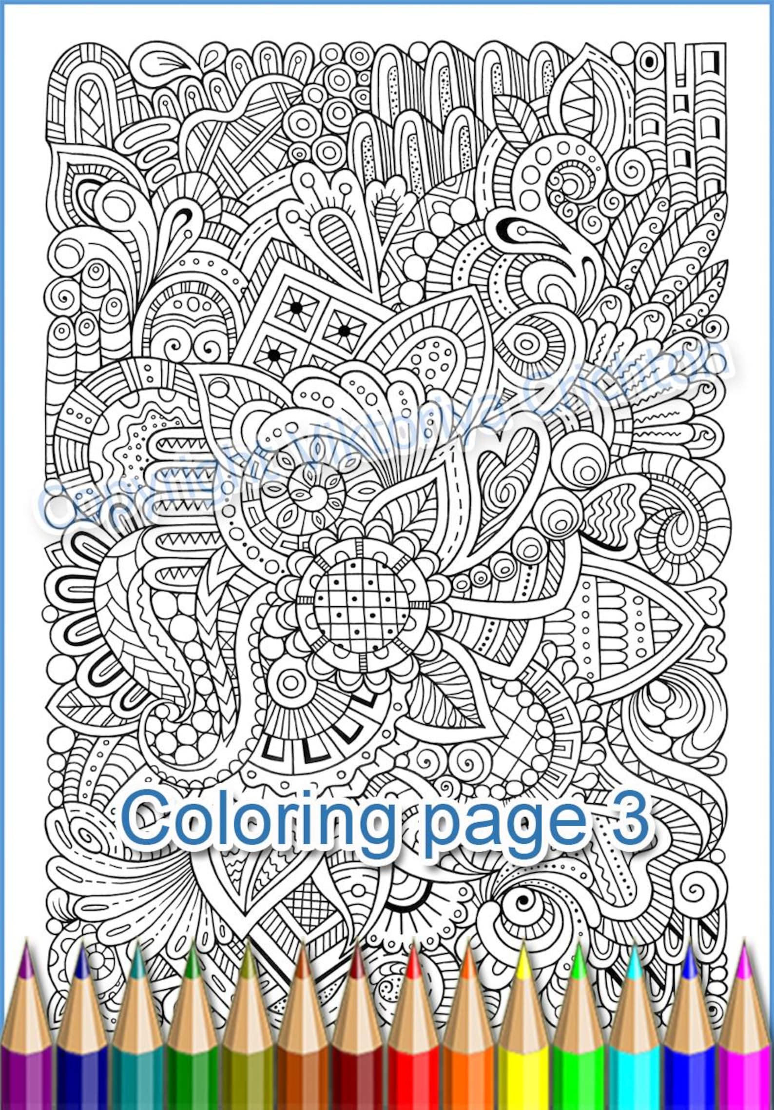 Coloring Page 3 Zentangle (zendoodle) Flowers for Adults, PDF, a ...