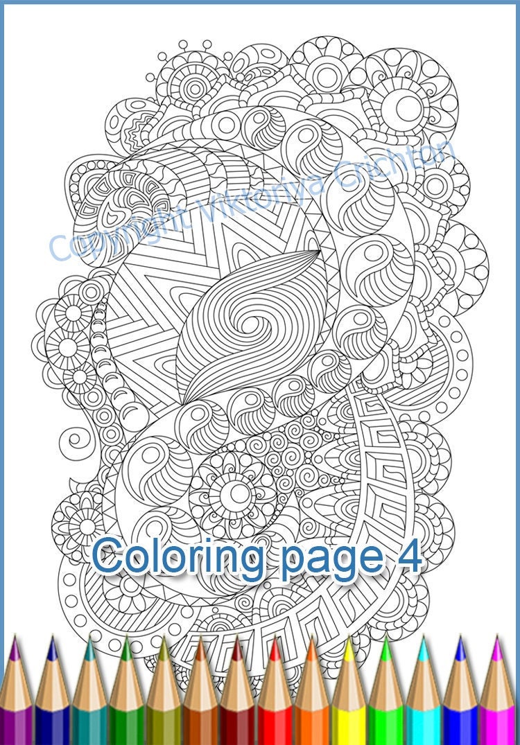 Coloring Page 4, Zentangle for Adult, Printable, Zentangle Inspired ...