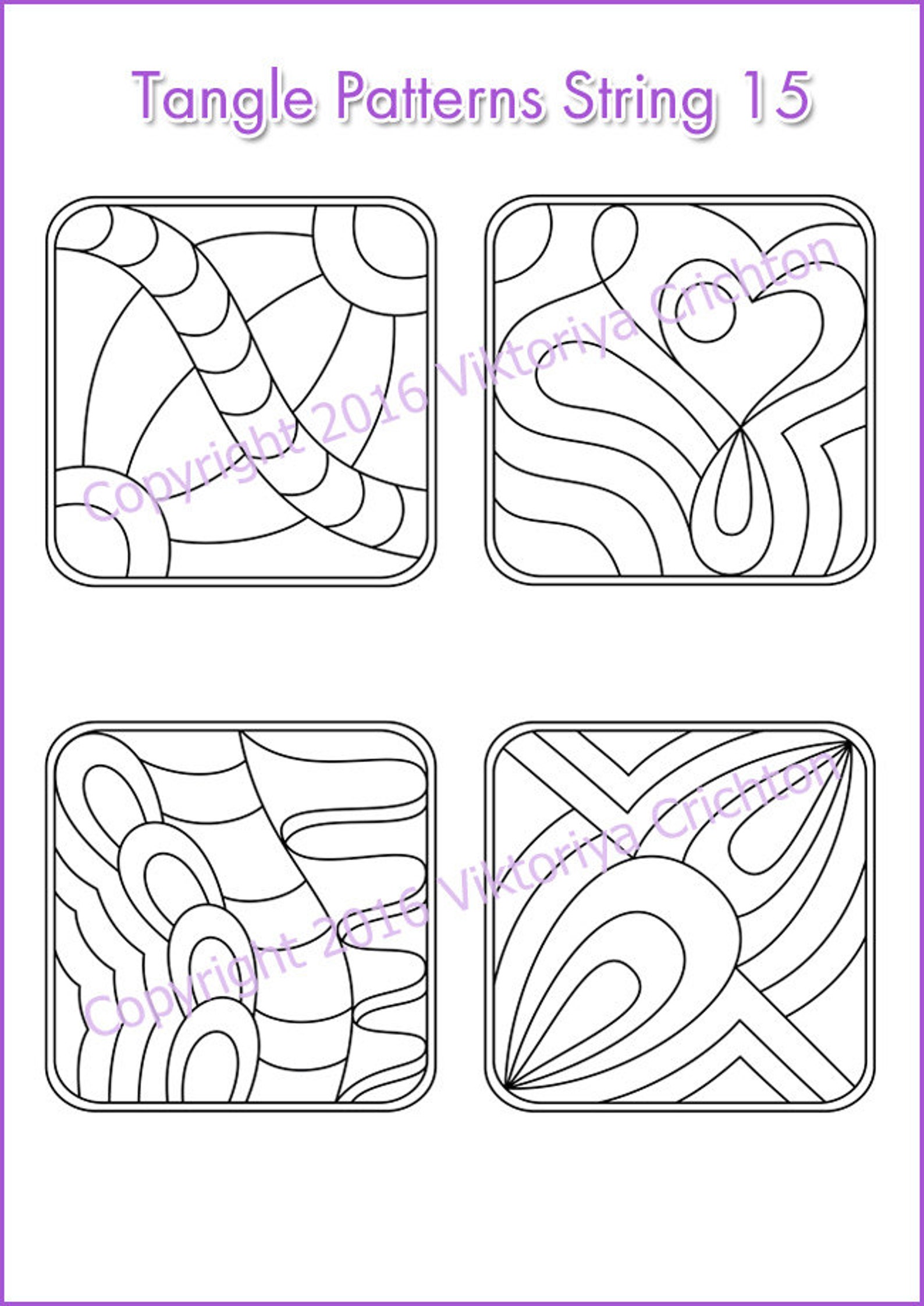 Strings for drawing zentangles_15. Zentangle starter pages. | Etsy