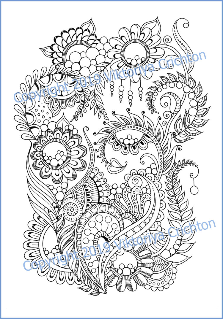 Coloring Page 65 Doodle zentangle Flowers for Adults Zenart - Etsy