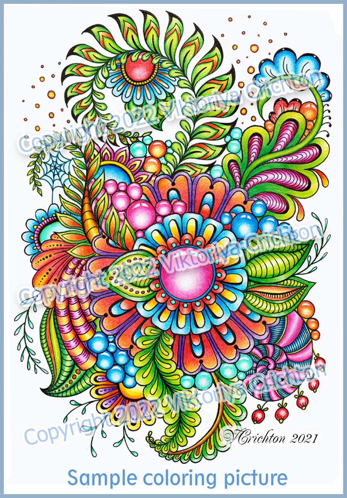 Coloring Page 32, Zen Doodle (zentangle) Flowers for Adults, Abstract ...