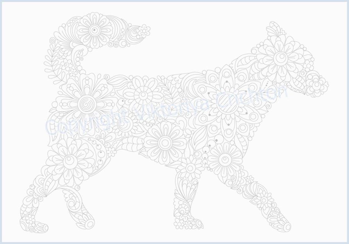 Coloring Page 58 for Adult - Dog. Zentangle (zendoodle) Coloring ...