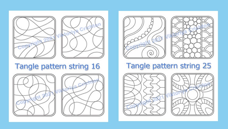 Tangle Pattern String Book V.4 (6 Pages), Strings for Drawing Zentangles, Digital PDF and JPEG ...