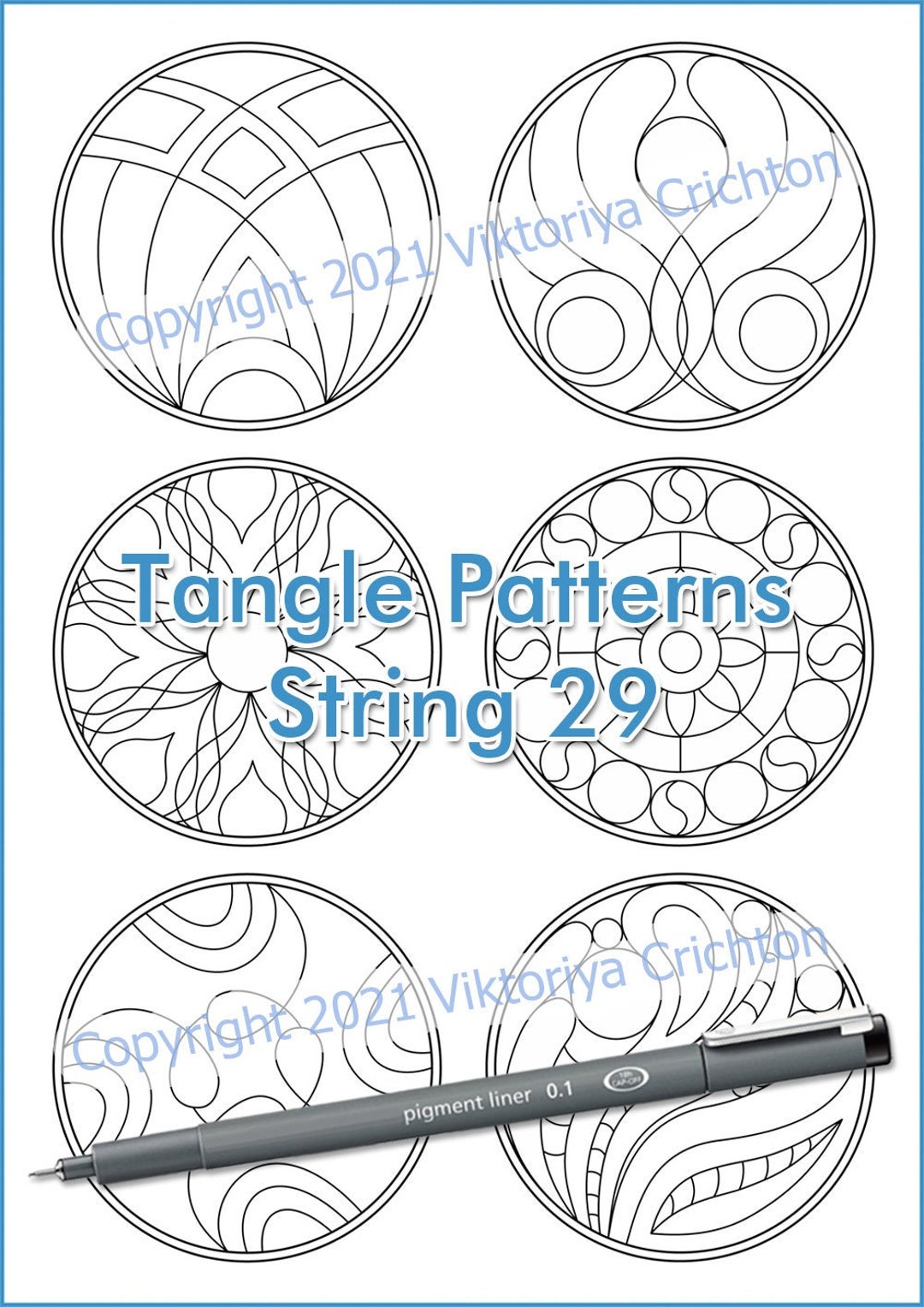 Strings for Drawing Zentangles_29. Zentangle Circle Starter - Etsy