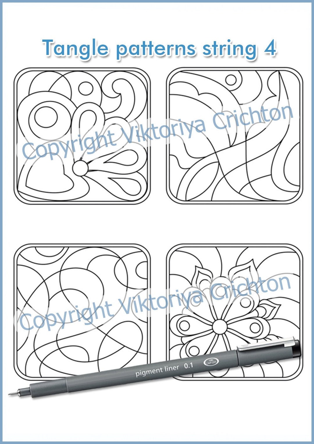 Strings for Drawing Zentangles 4. Tangle Pattern Printable String, Jpeg, PDF. String Art ...