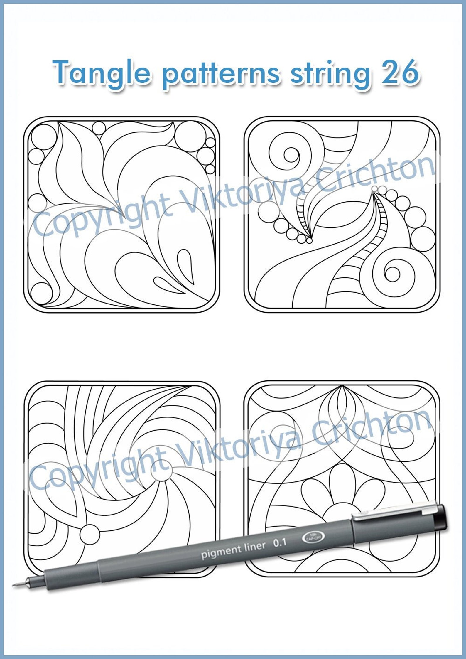 Zentangles Strings for Drawing Patterns 26. Tangle Pattern Printable String, Jpeg, PDF. - Etsy