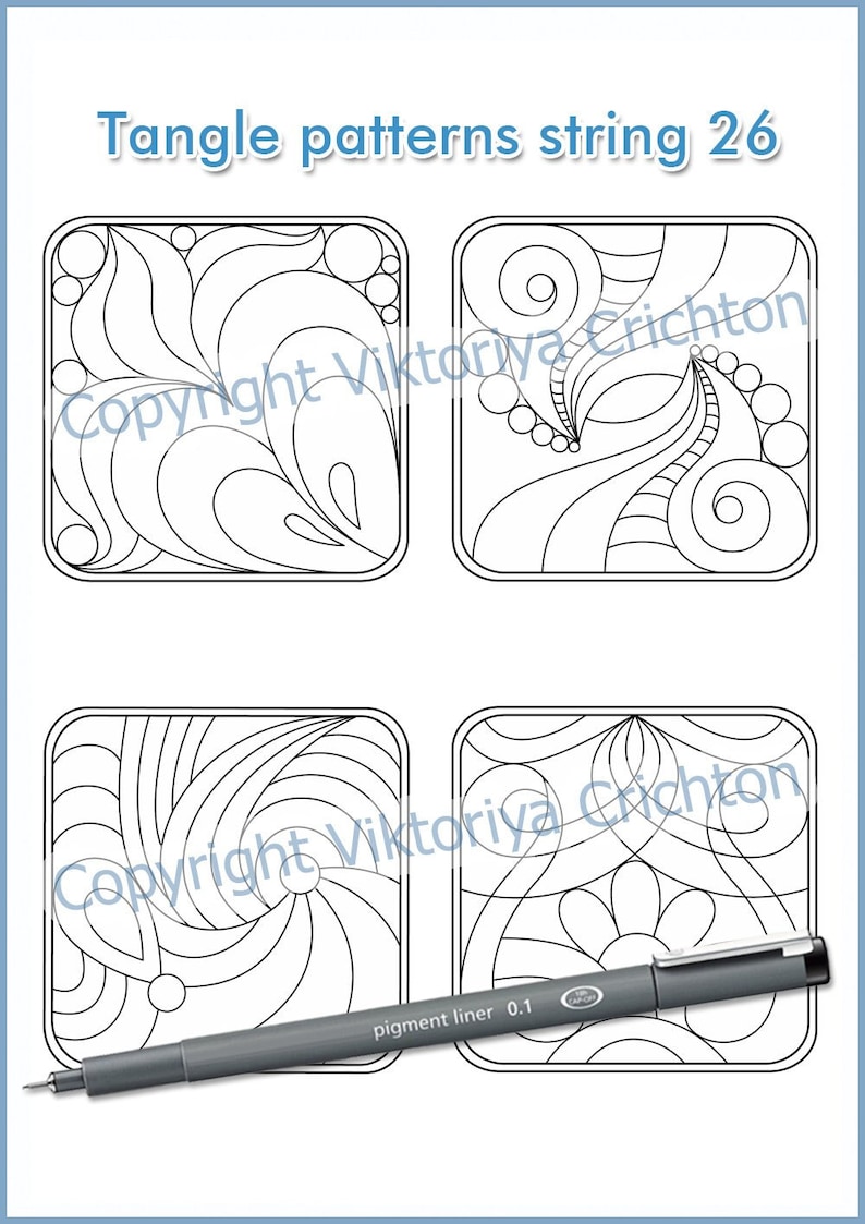 Zentangles Strings for Drawing Patterns 26. Tangle Pattern Printable String, Jpeg, PDF. - Etsy
