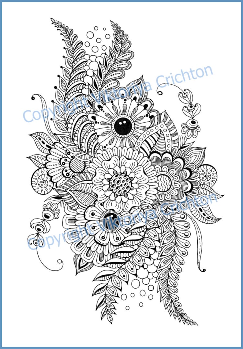 Coloring Page 78 Doodle (zentangle) Flowers for Adults, Zenart Graphic ...