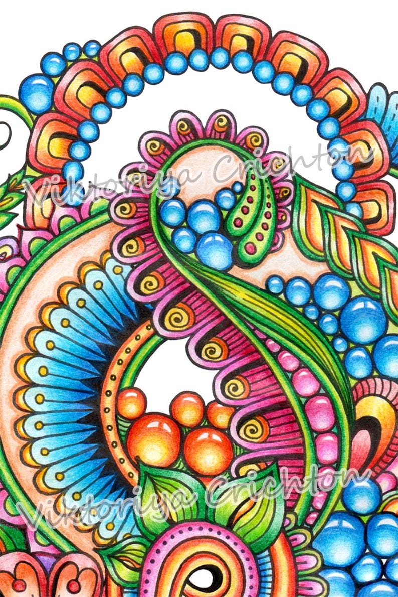 Magiczentangle Flowers (zendoodle)_32. Abstract Drawing in Zenart Style ...