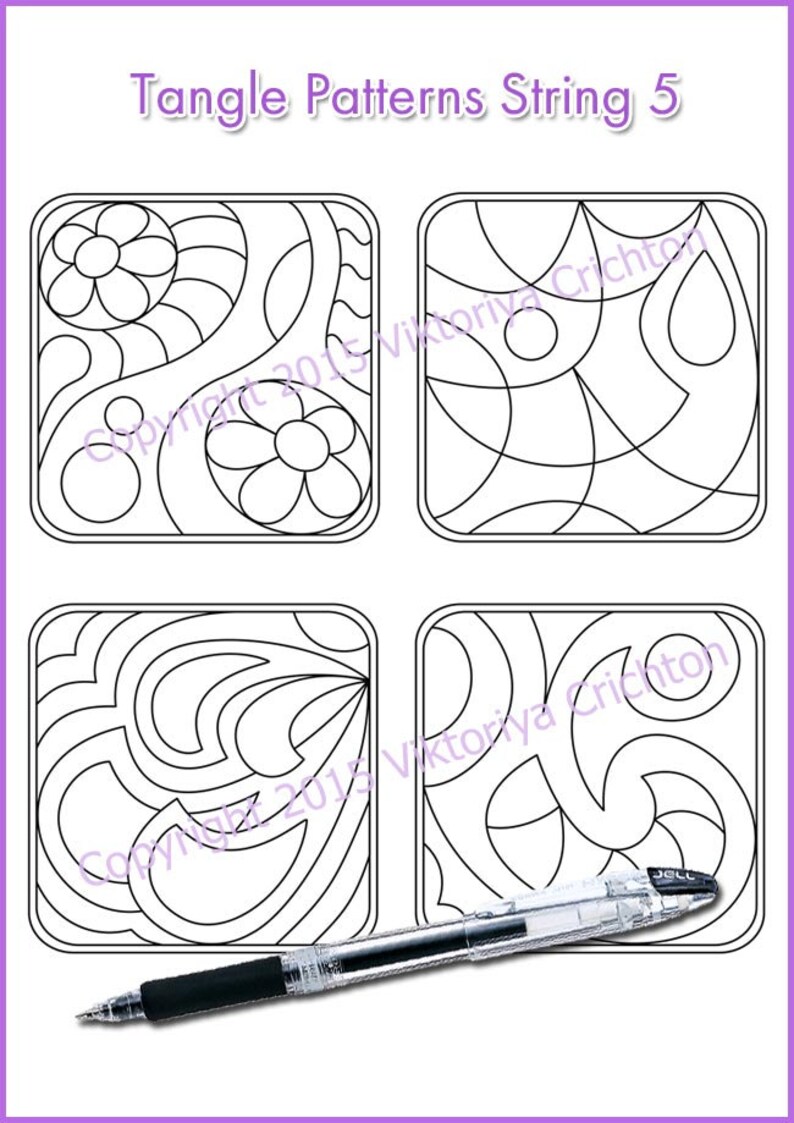Strings for Drawing Zentangles 5. String Art Template. Tangle - Etsy