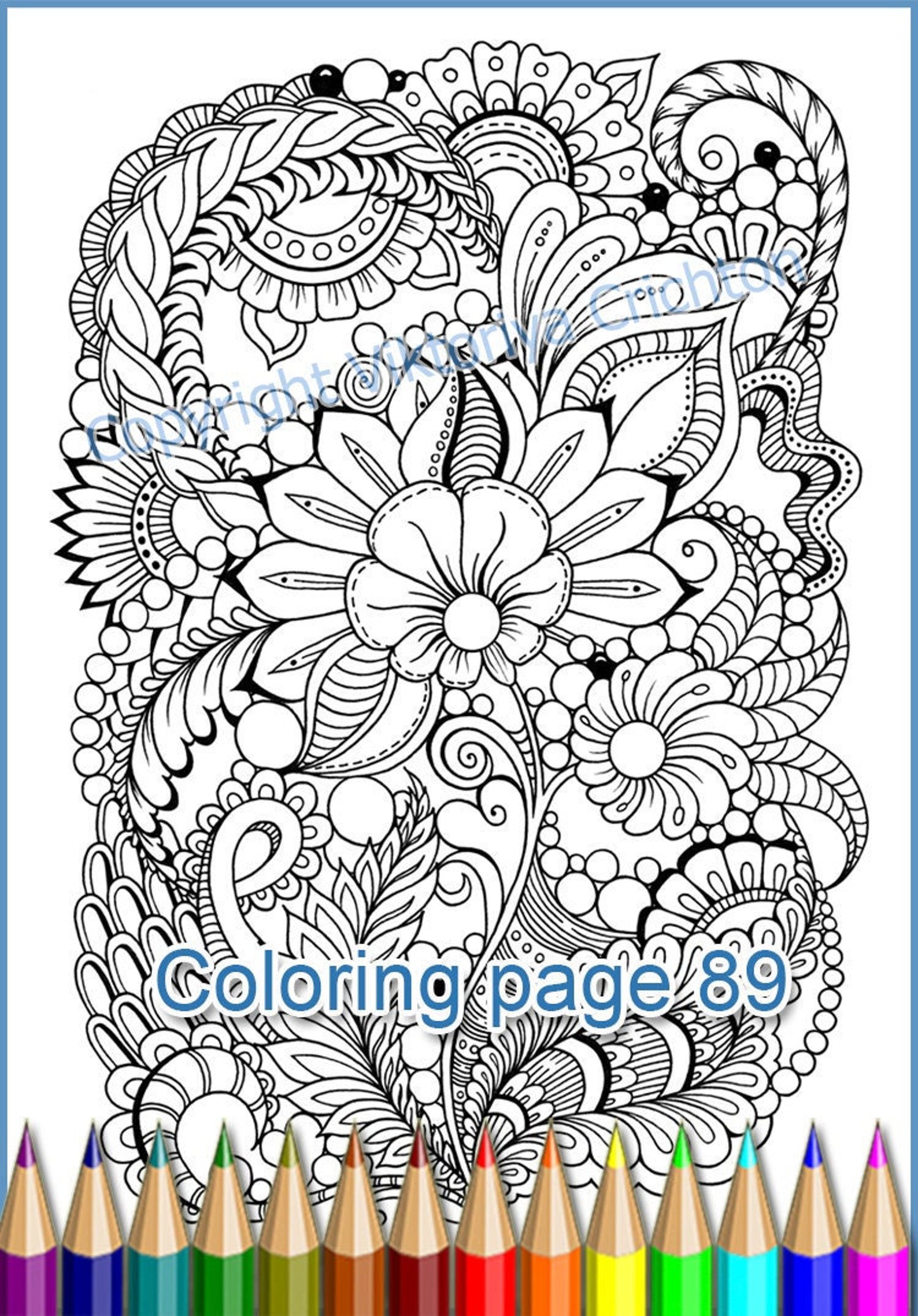 Coloring Page 89 Zendoodle Flowers for Adults, Zentangle Graphic ...