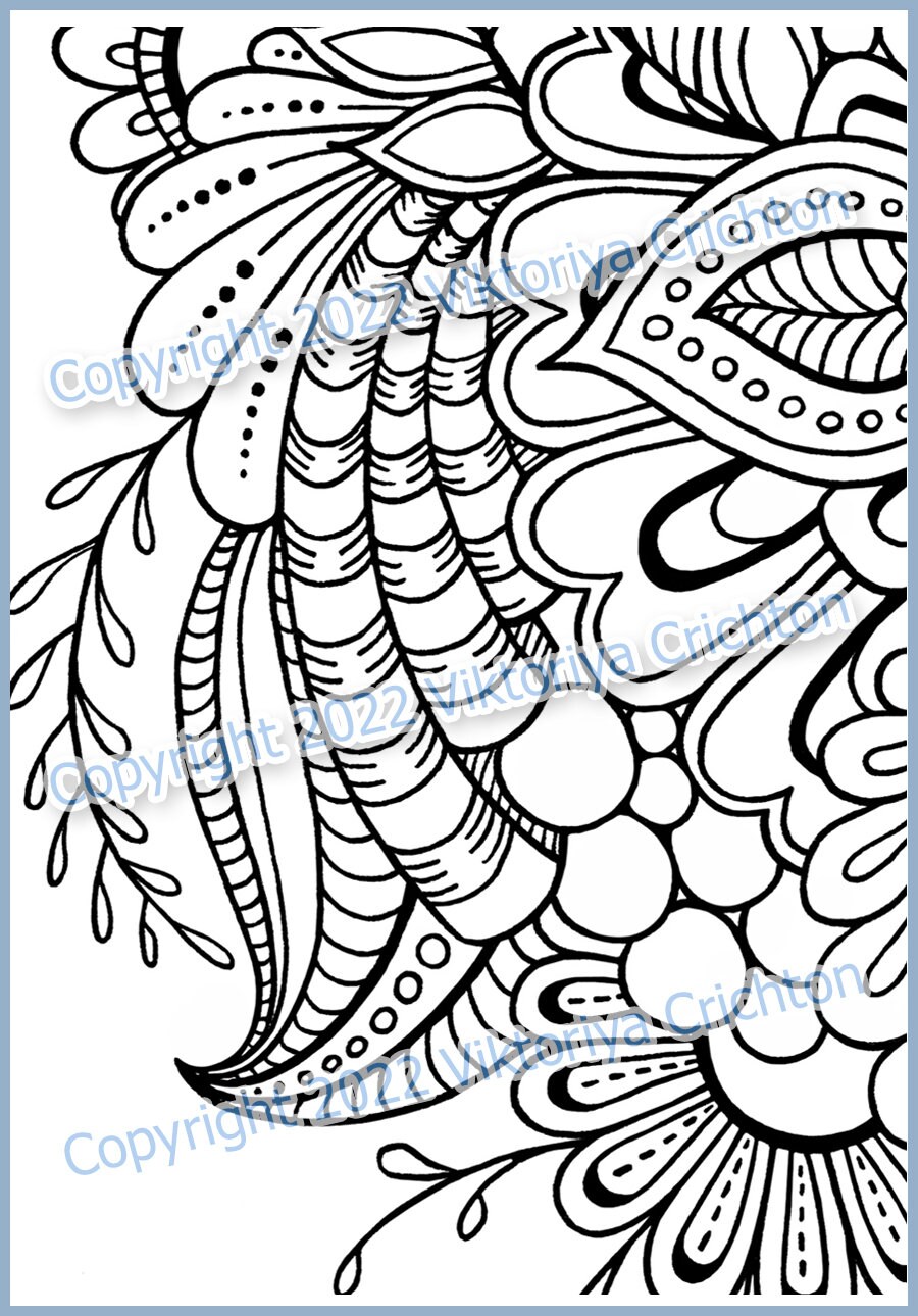 Coloring Page 32, Zen Doodle (zentangle) Flowers for Adults, Abstract ...
