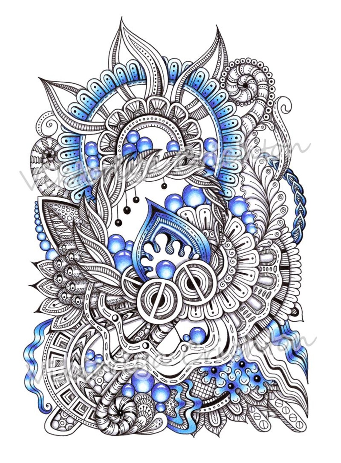 Winter Zenart 2_ Abstract Modern Drawing in Zentangle (zendoodle) Style ...