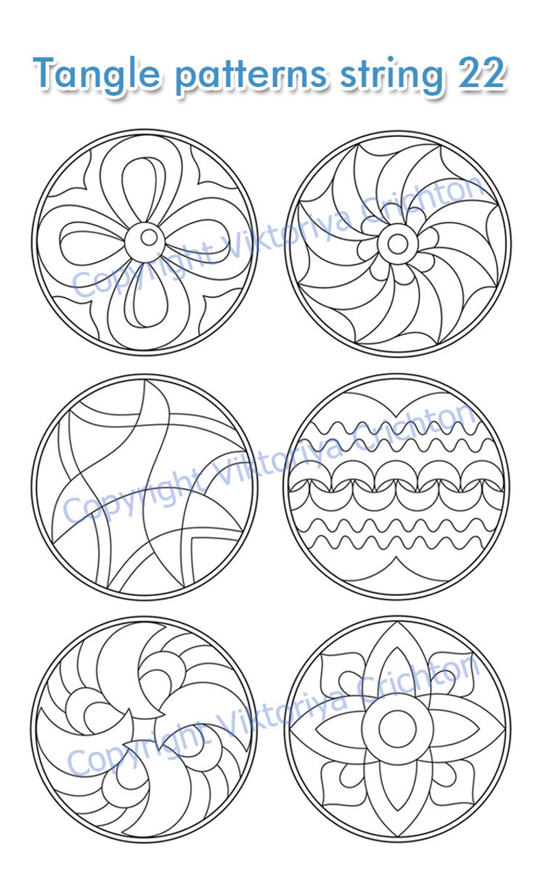 Tangle Pattern Circle String Book V.3 (6 Pages), Strings for Drawing Zentangles, Digital PDF and ...