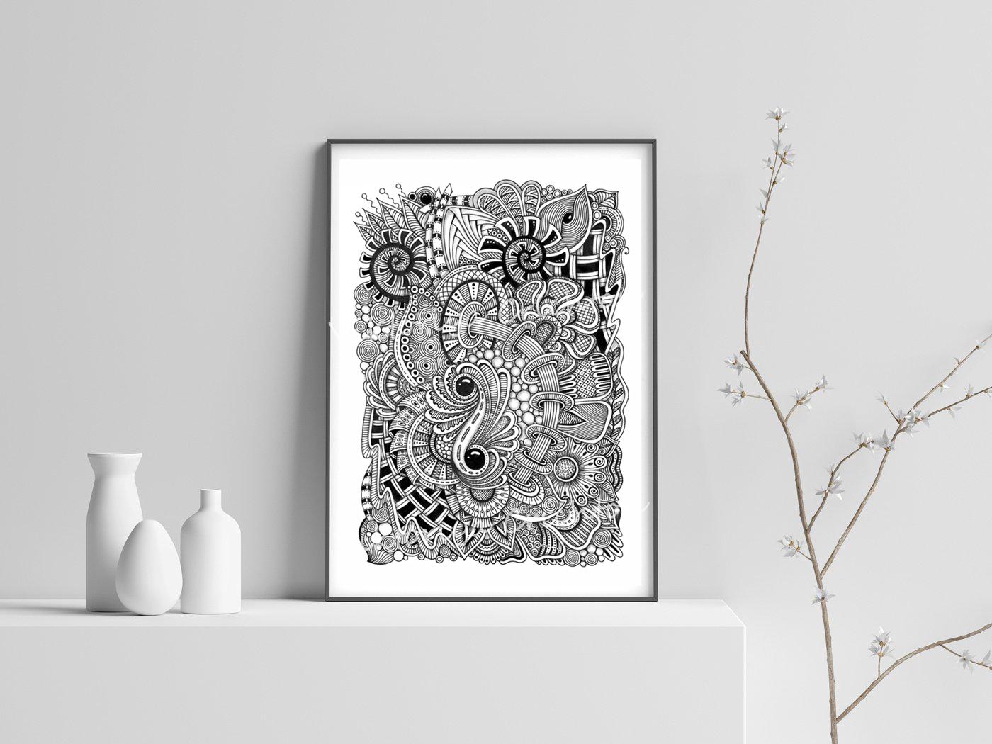 Zentangle Art 2. Original Zenart Graphic Handmade. Digital Prints Wall ...