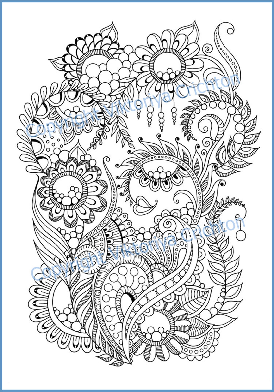 Coloring Page 65 Doodle (zentangle) Flowers for Adults, Zenart Graphic ...