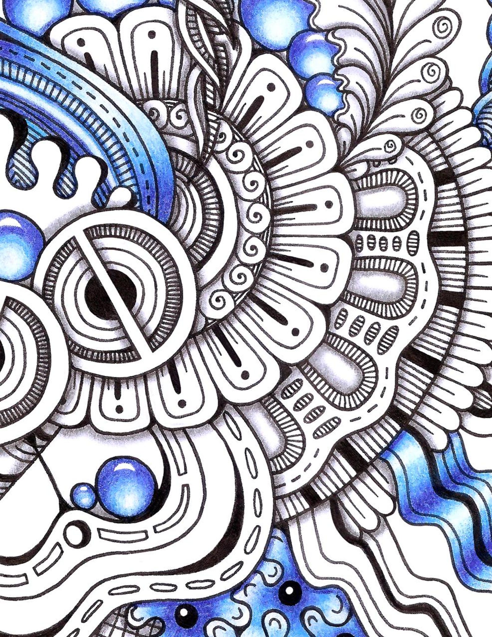 Winter Zenart 2_ Abstract Modern Drawing in Zentangle (zendoodle) Style ...