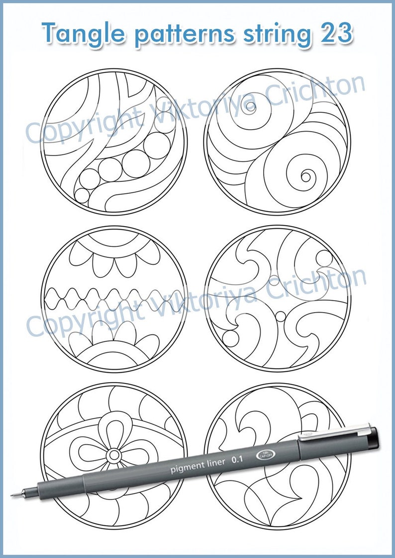 Strings for Drawing Zentangles_23. Zentangle Circle Starter Pages. Tangle Pattern Printable ...