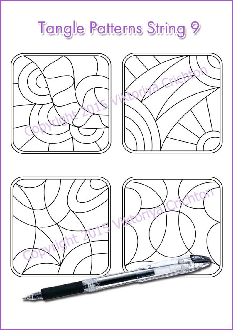 Strings for drawing zentangles. Tangle pattern printable | Etsy
