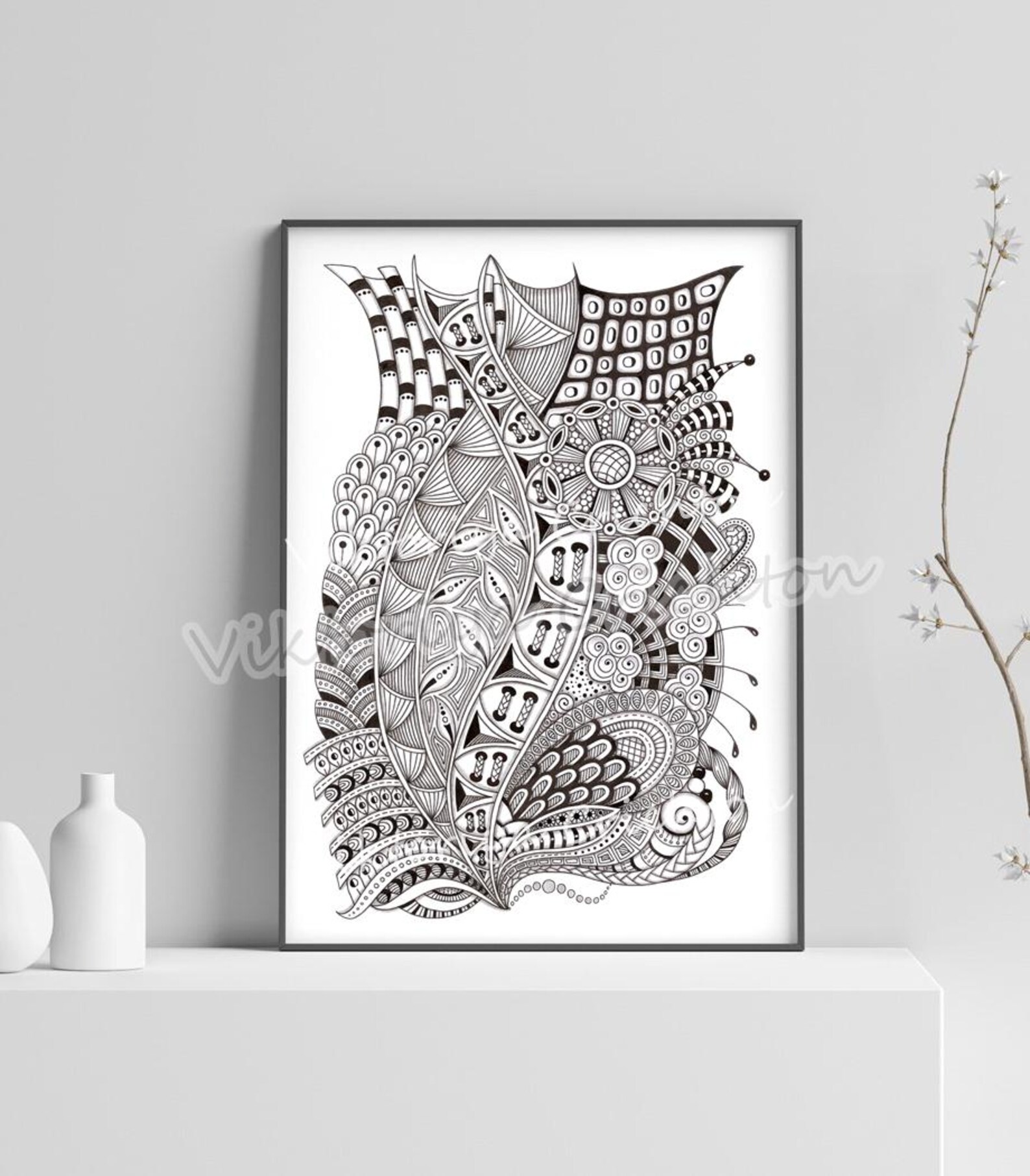 Zentangle Art 3. Original Zenart Graphic Handmade. Digital Prints Wall ...