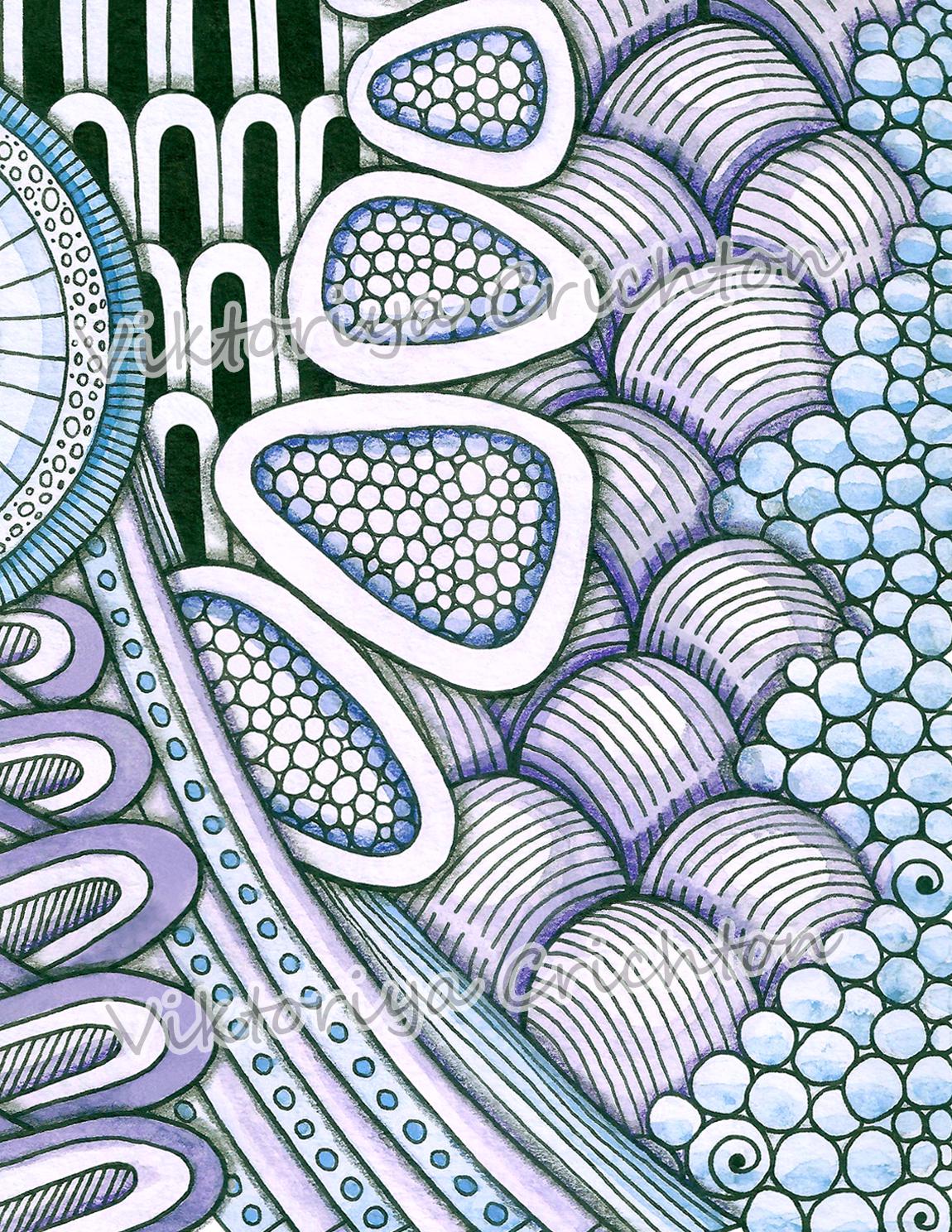 Zentangle Art Style Three Seashells. Abstract Modern Handmade Drawing ...