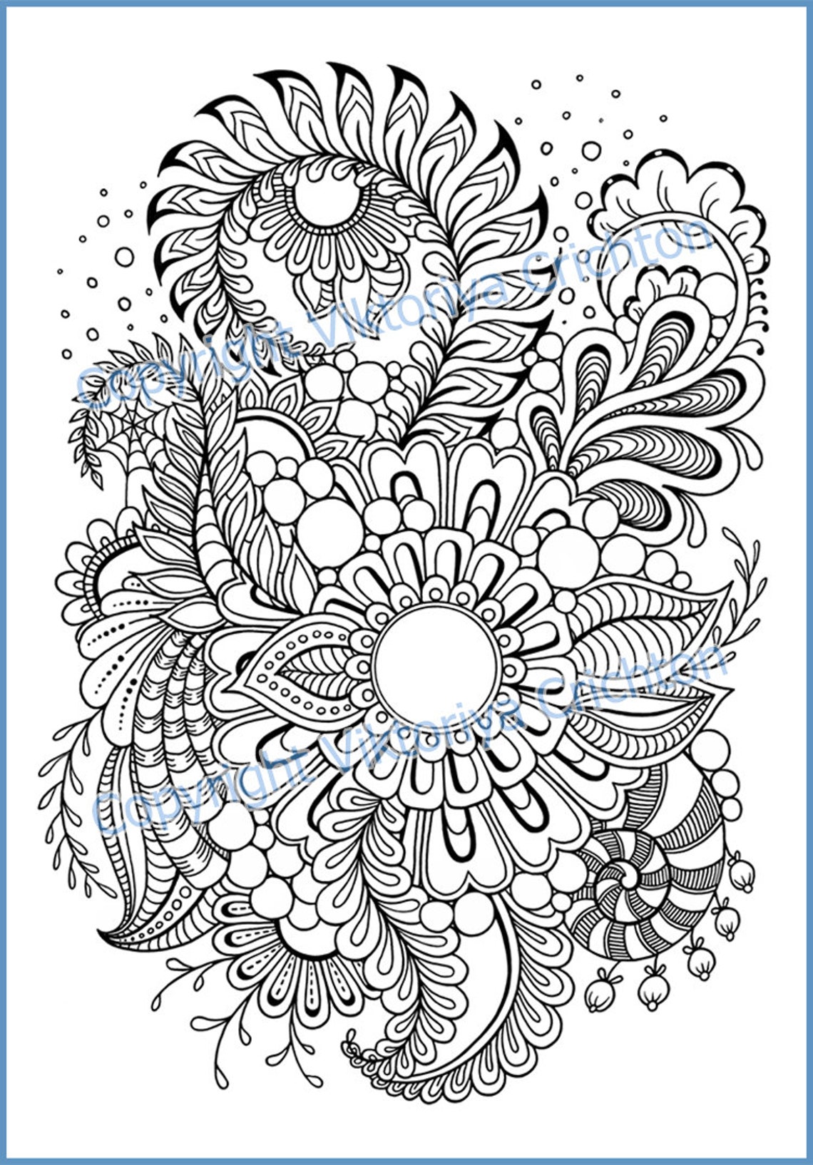 Coloring Page 32, Zen Doodle (zentangle) Flowers for Adults, Abstract ...