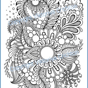 Coloring Page 32, Zen Doodle (zentangle) Flowers for Adults, Abstract ...