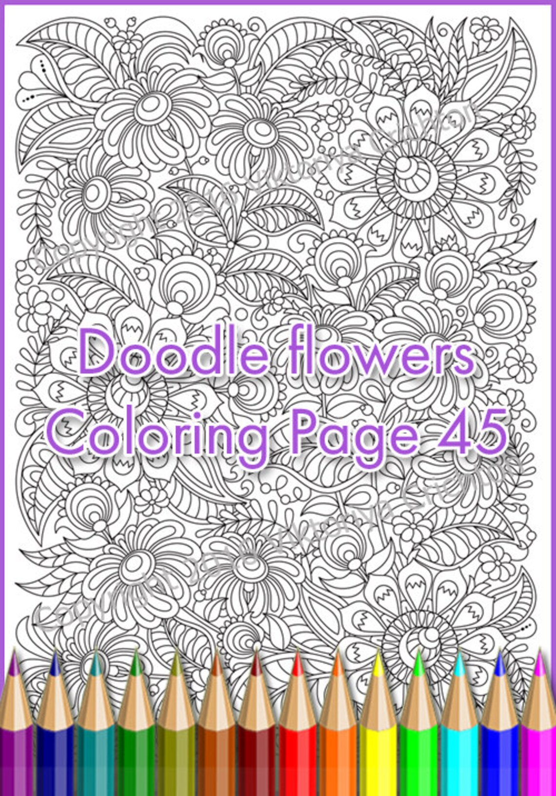 Сoloring Page 45 Doodle Flowers Printable Zen Doodle PDF - Etsy