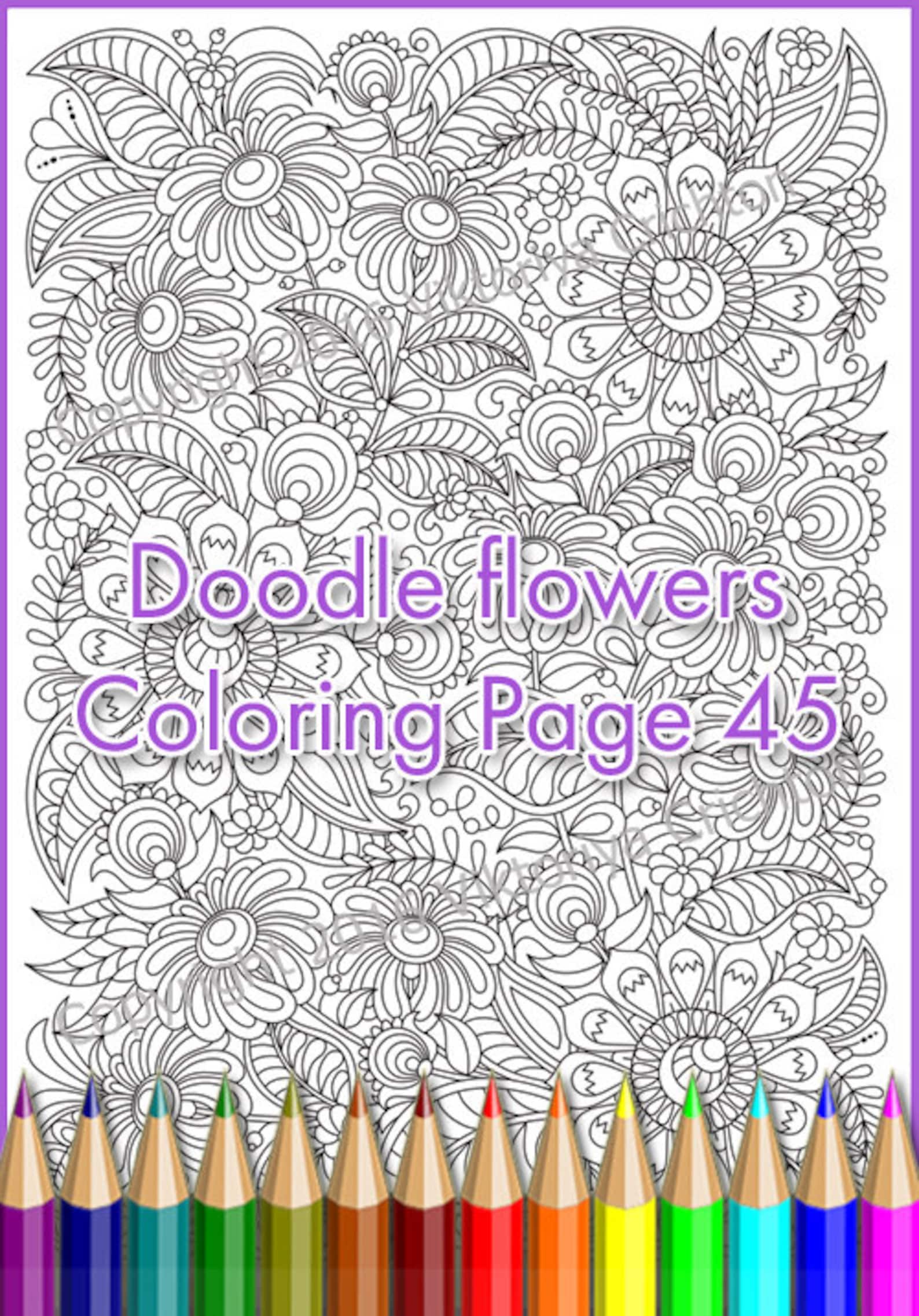 Сoloring Page 45 Doodle Flowers Printable Zen Doodle PDF - Etsy
