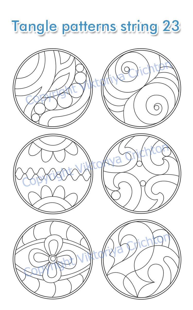 Tangle Pattern Circle String Book V.3 (6 Pages), Strings for Drawing Zentangles, Digital PDF and ...