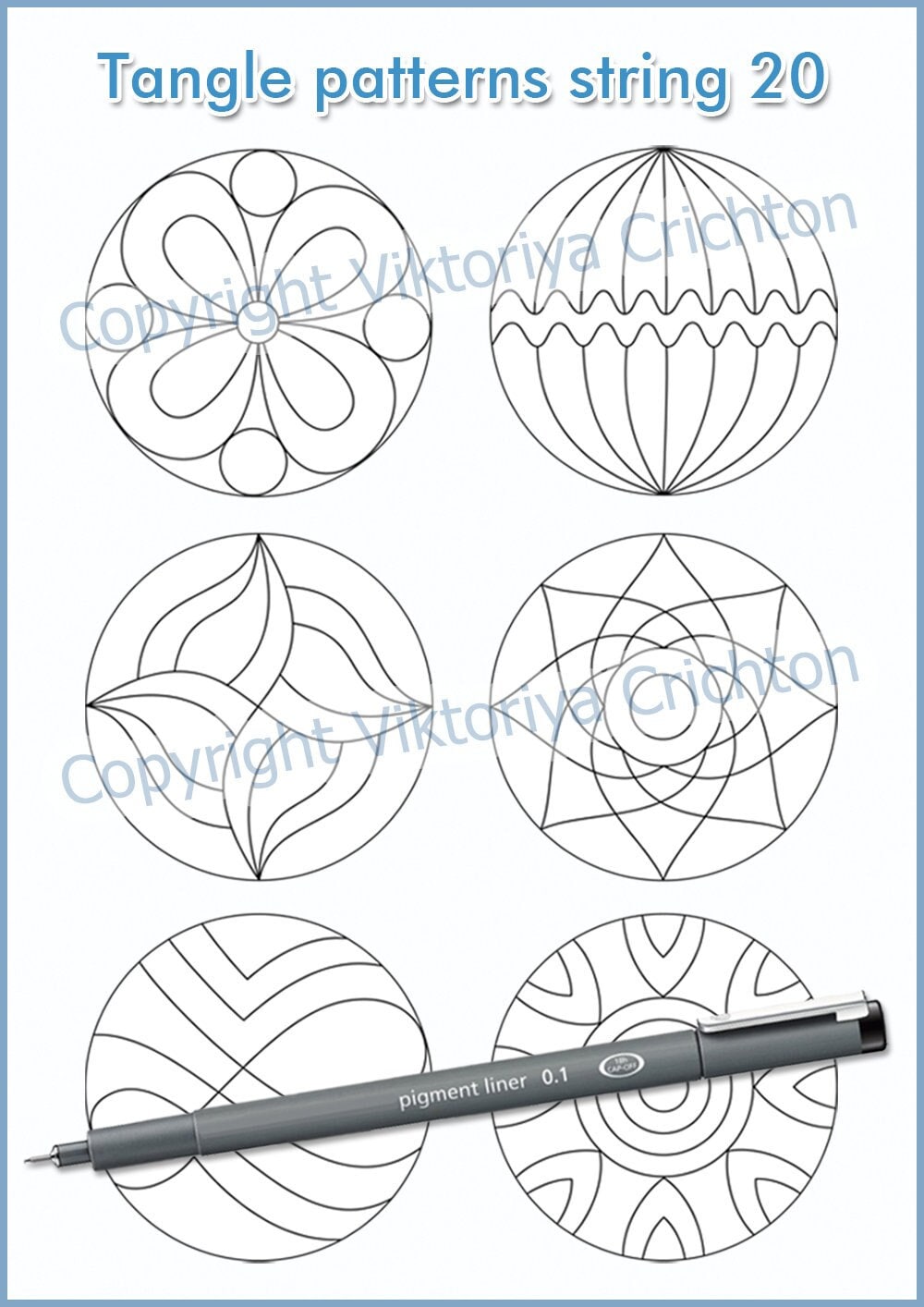 Strings for Drawing Zentangle Patterns 20 in the Circle, Templates for ...