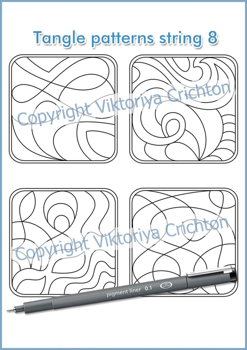 Zentangles Strings 8 for Drawing Patterns. Tangle Pattern Printable String, Jpeg, PDF. - Etsy