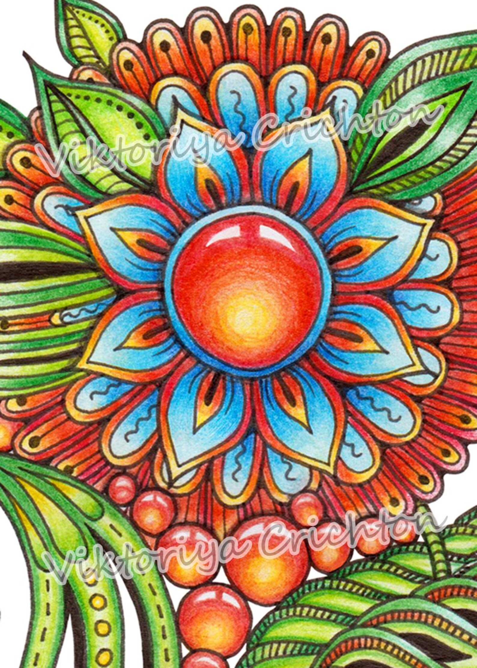 Magic Zentangle Flowers, Zendoodle_16. Abstract Drawing in Zenart Style ...