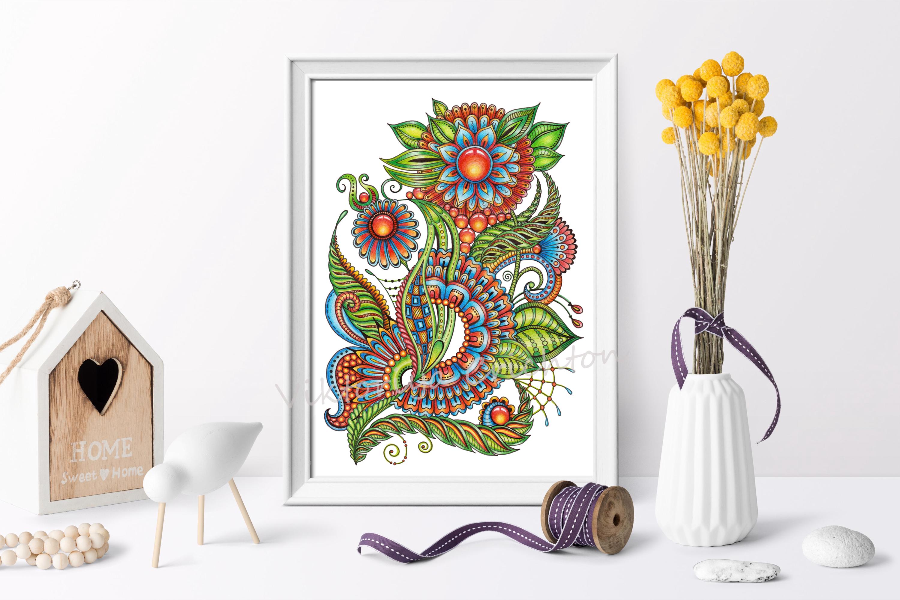 Magic Zentangle Flowers, Zendoodle_16. Abstract Drawing in Zenart Style ...