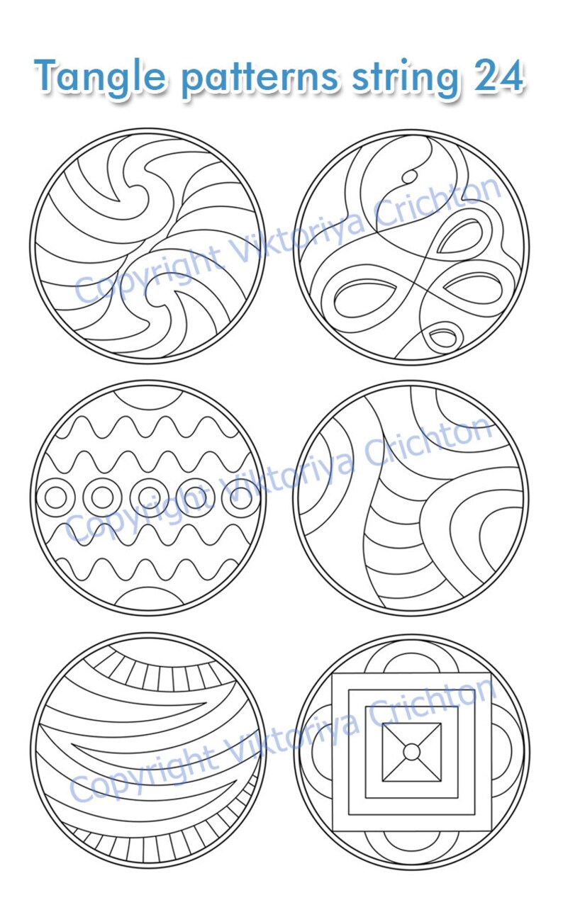 Tangle Pattern Circle String Book V.3 (6 Pages), Strings for Drawing ...