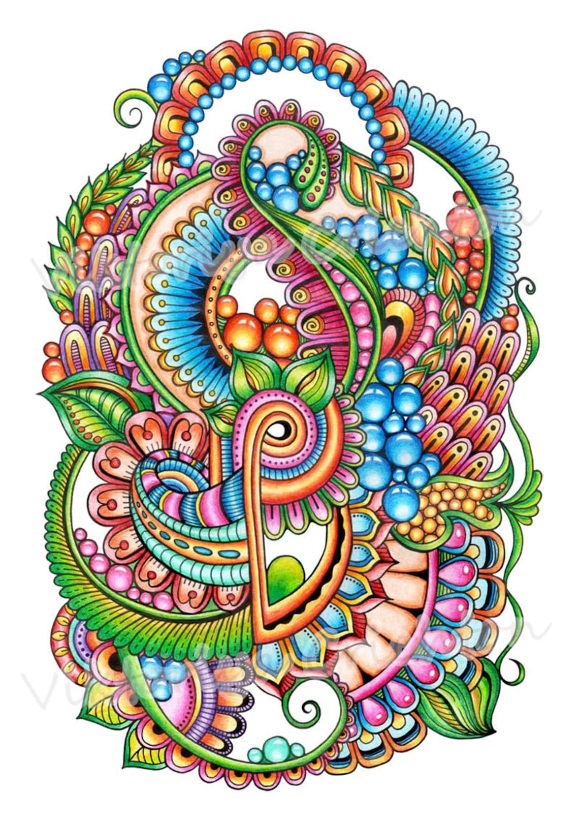 Magiczentangle Flowers (zendoodle)_32. Abstract Drawing in Zenart Style ...