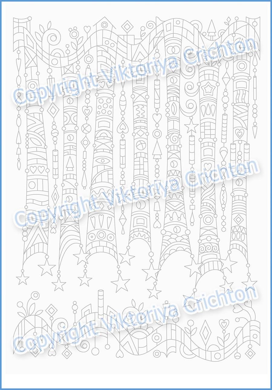 Coloring Page 44, Zen Dangles. Zentangle Coloring Antistress, a ...