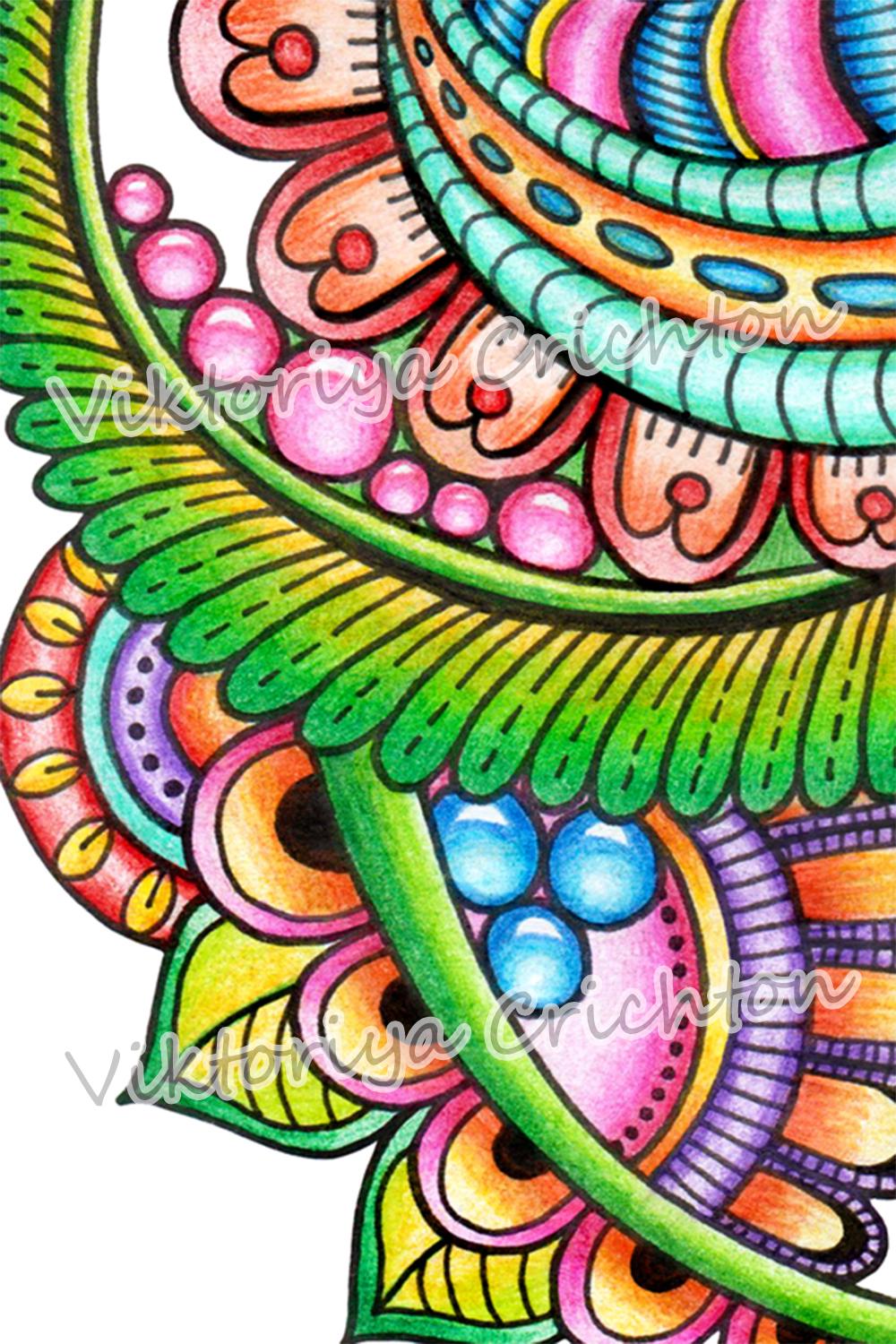 Magiczentangle Flowers (zendoodle)_32. Abstract Drawing in Zenart Style ...